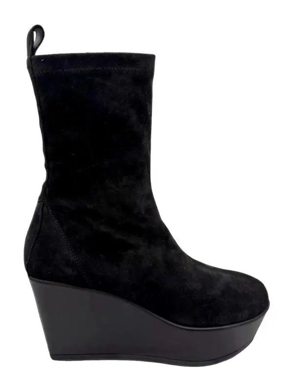 VIC MATIE Suede Wedge Boots - Black