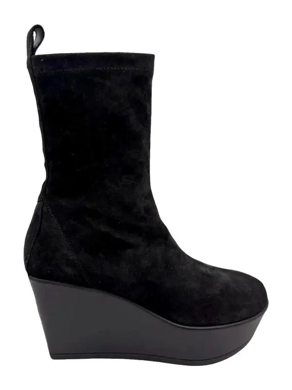 VIC MATIE Suede Wedge Boots - Black