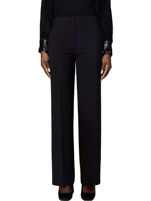HANITA Pressed-crease Straight-leg Trousers - Black