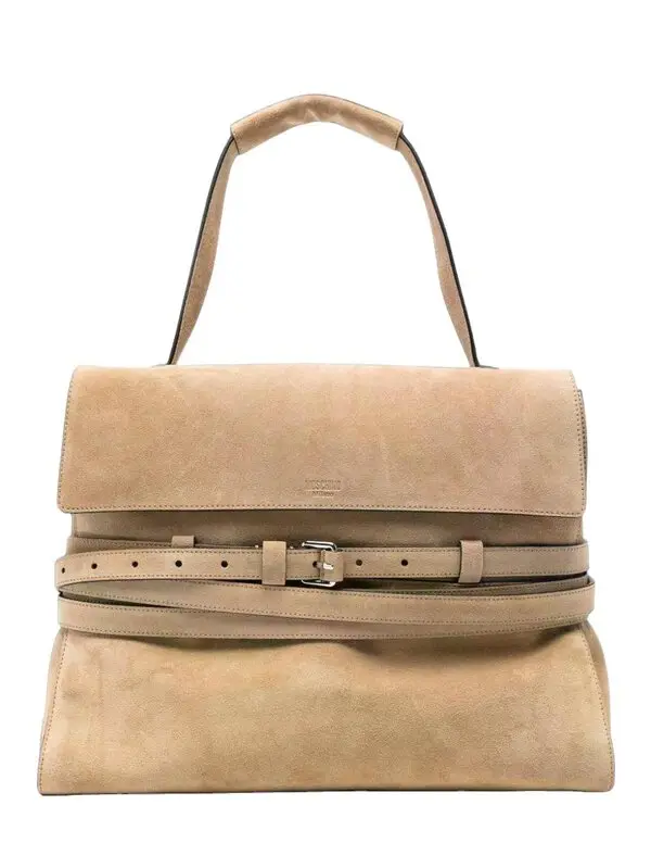 Moschino Belted Suede Tote Bag - Neutrals