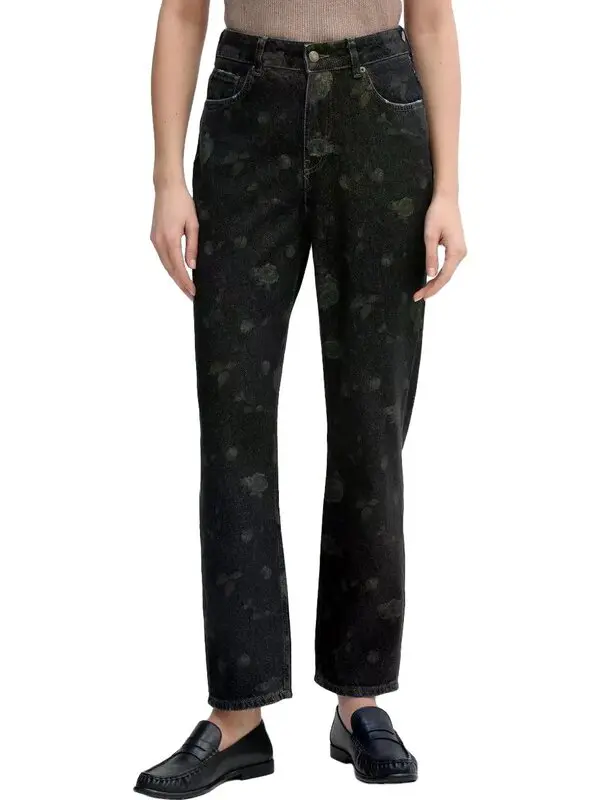Sisley Floral-print Straight-leg Jeans - Black