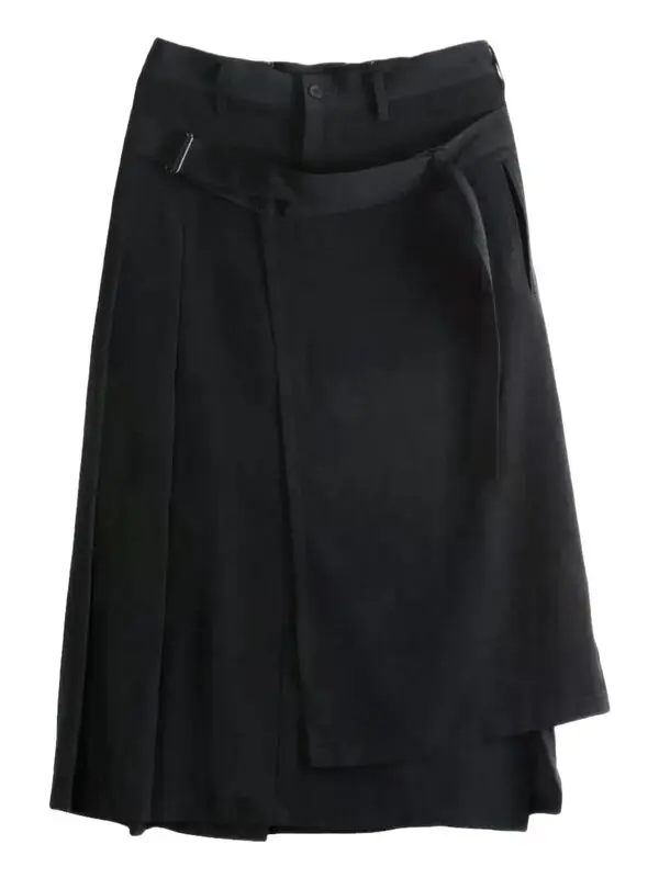 Yohji Yamamoto Belted Layered-panel Midi Skirt - Black