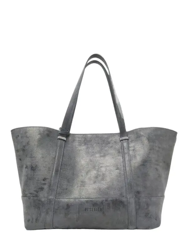 Peserico Beaded-trim Calf Suede Tote Bag - Grey
