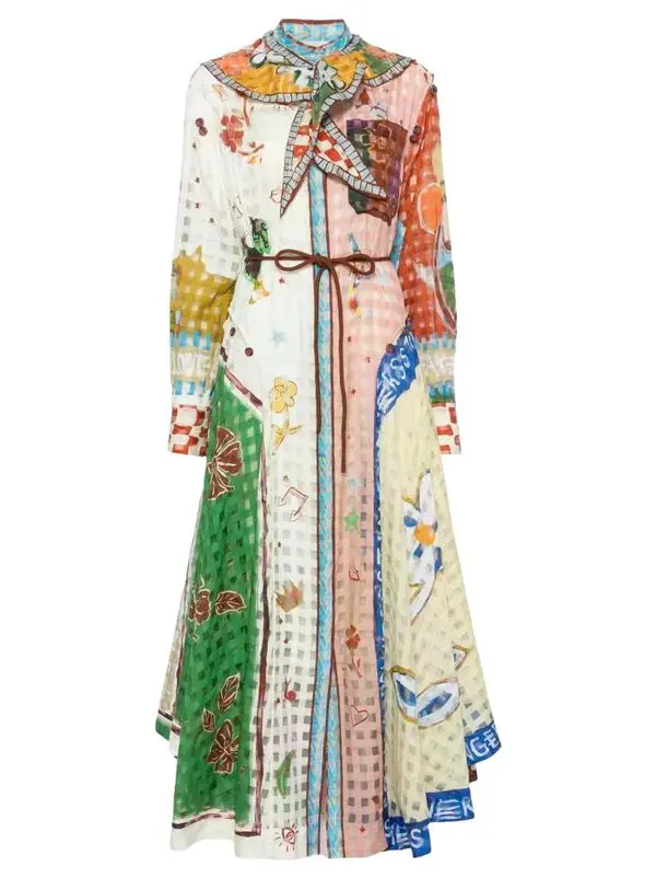 ALEMAIS Patchwork-printed Dress - White