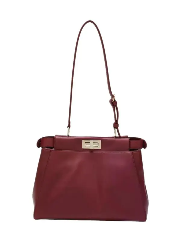 Fendi Small My Peekaboo Leather Shoulder Bag - Red