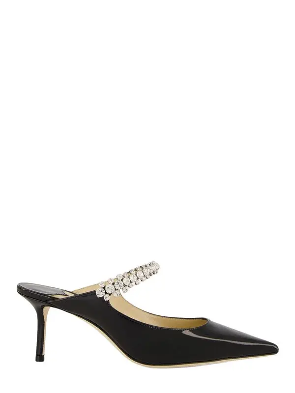 JIMMY CHOO Bing Patent Leather Mules With Crystals And Stiletto Heel - Black