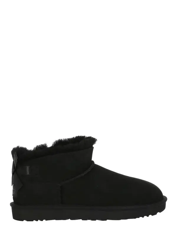 UGG Ultra Mini Bailey Bow Suede Boots - Black