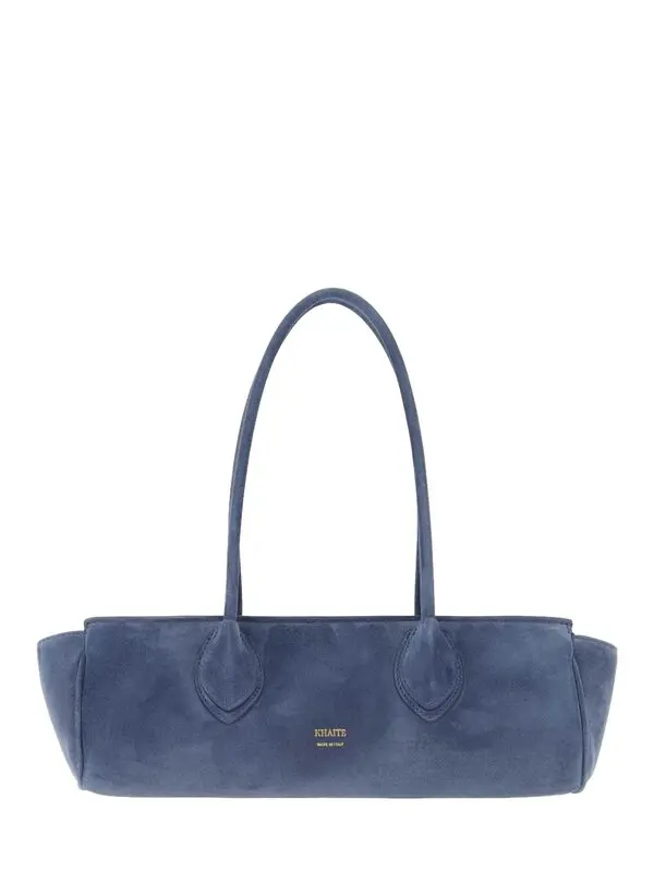 Khaite Donna Suede Shoulder Bag With Double Handle - Gnawed Blue