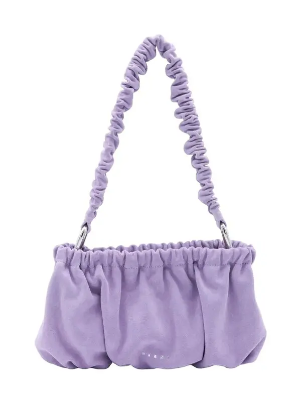 Marni Ruched Synthetic Suede Shoulder Bag - Pink