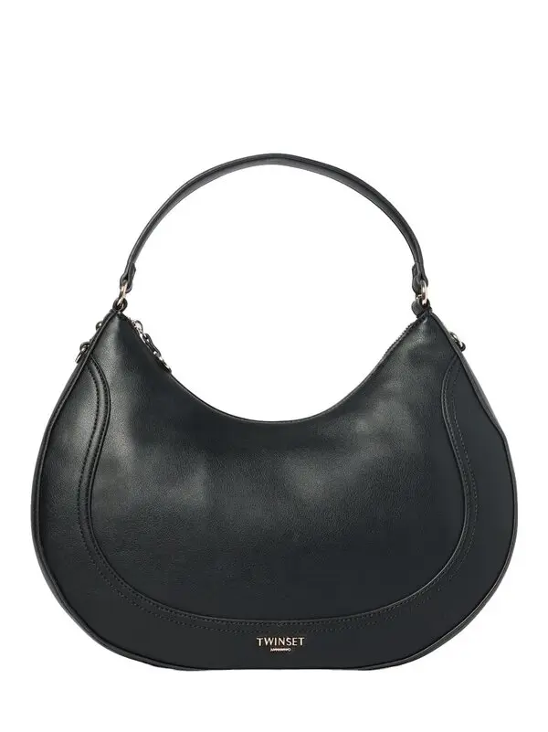 TWINSET Faux Leather Hobo Bag With Removable And Adjustable Strap - Black