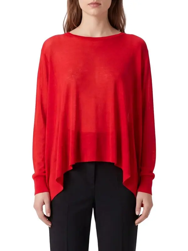 Liviana Conti Pure Virgin Wool Crewneck Sweater With Relaxed Fit - Red