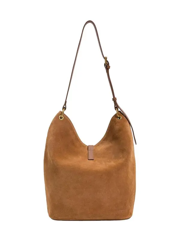 TWINSET Leather And Suede Shoulder Bag With Lettering Logo - Brown