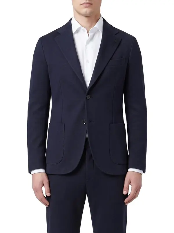 LARDINI Single-breasted Virgin Wool Blazer With Lapels And Patch Pockets - Blue