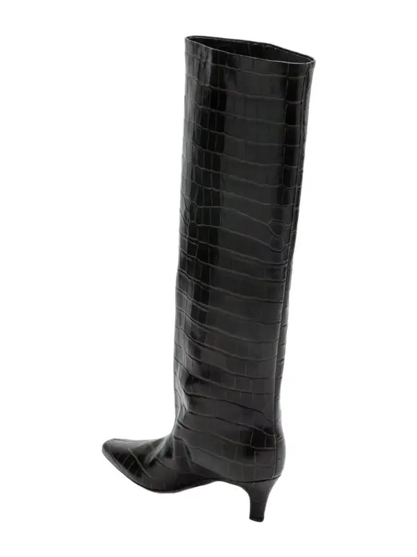 TOTEME Croco-embossed Wide Shaft Boots Dark - Brown