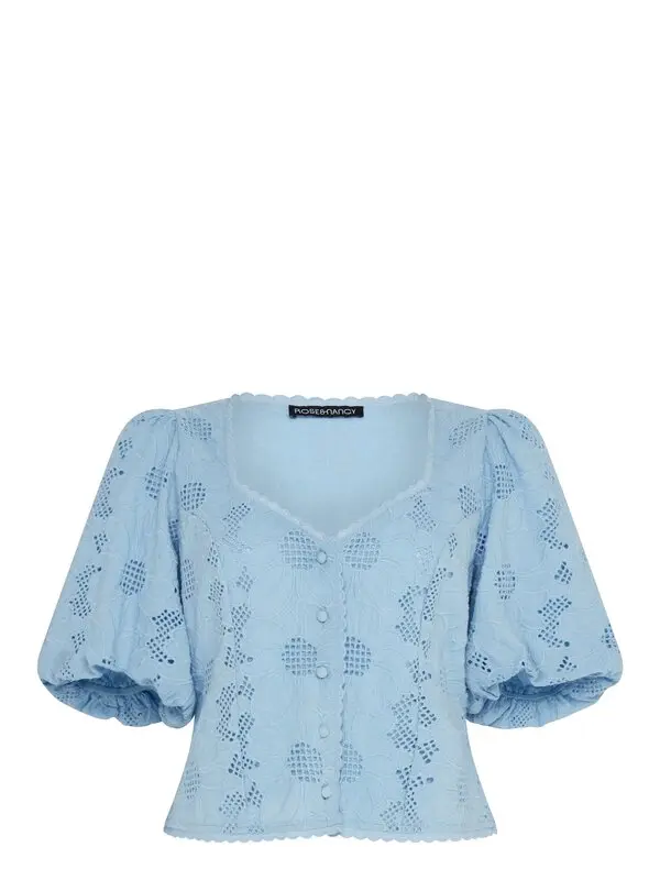 ROSE & NANCY Abi Cotton Lace Blouse - Blue