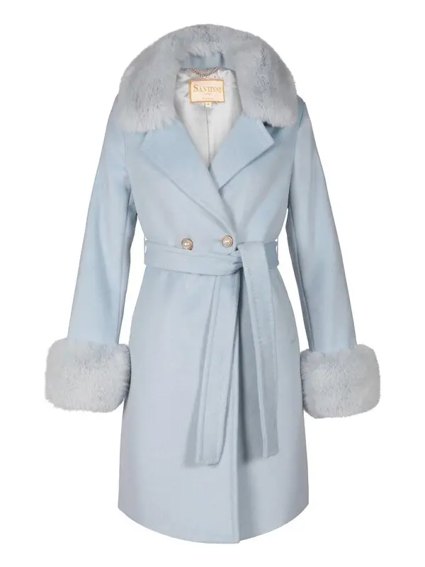 SANTINNI Rear Window 100% Cashmere & Wool Coat In Blu - Blue