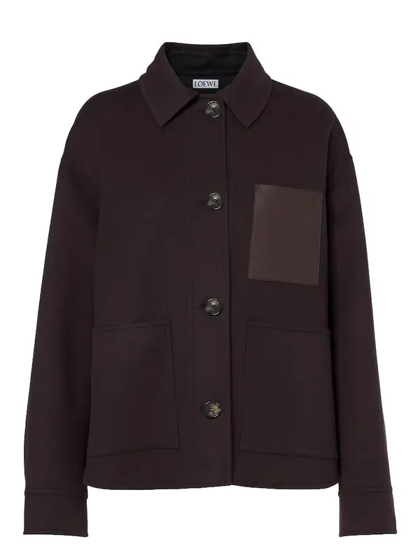 Loewe Leather-trimmed Wool And Cashmere Jacket - Brown