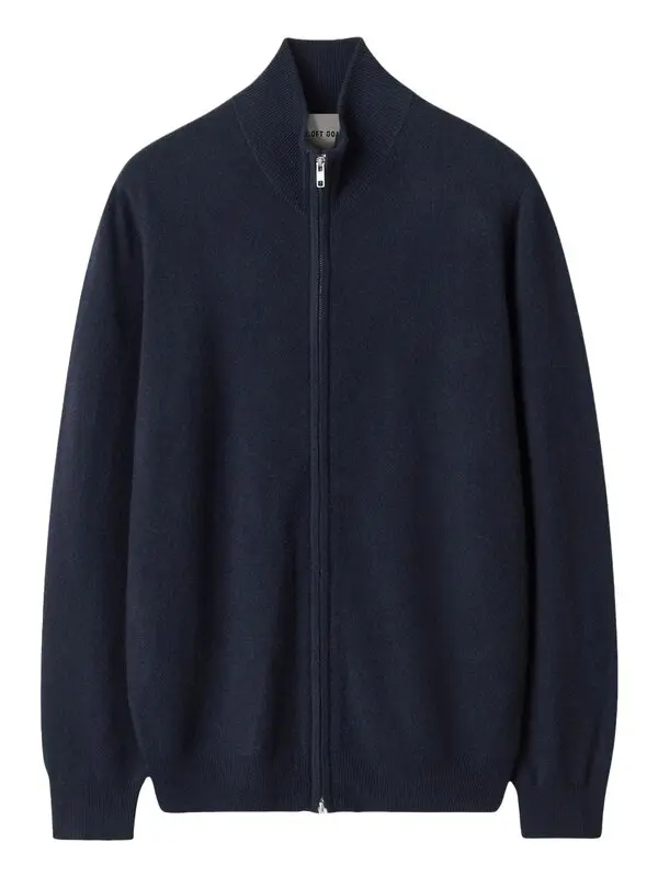 Soft Goat Full Zip Cashmere Cardigan - Blue