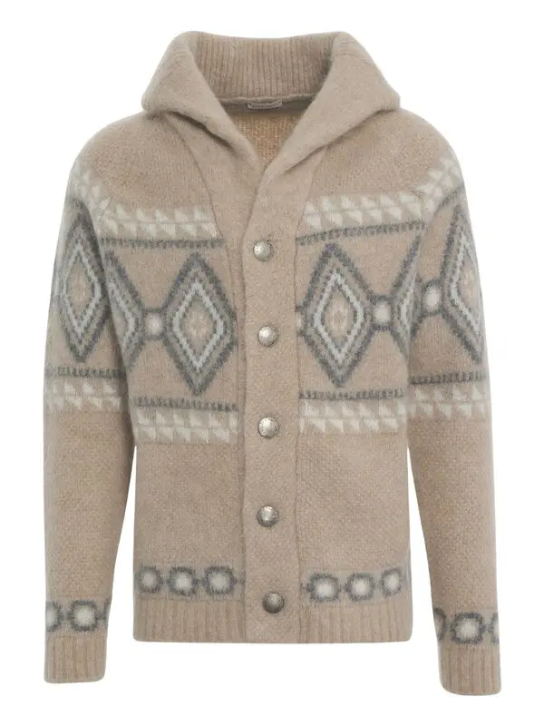 BORGO ASOLO CASHMERE Rombi Geometric Pattern Cardigan - Multi