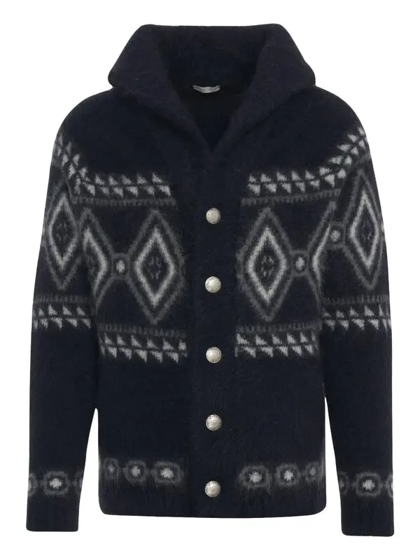 BORGO ASOLO CASHMERE Rombi Geometric Pattern Cardigan - Multi
