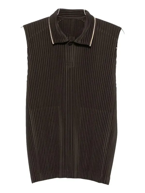 Issey Miyake Pleated Vest By - Brown