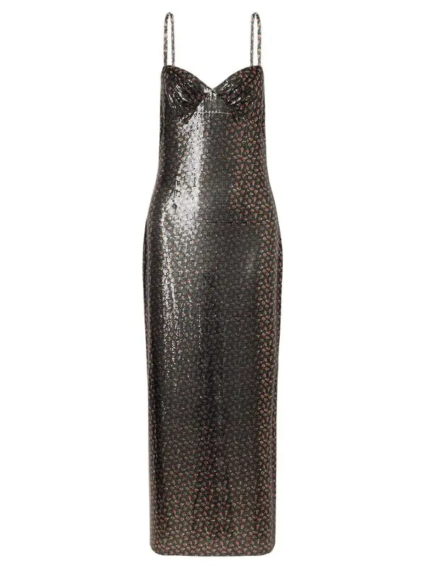 Rabanne Floral-printed Chainmail Gown - Multi