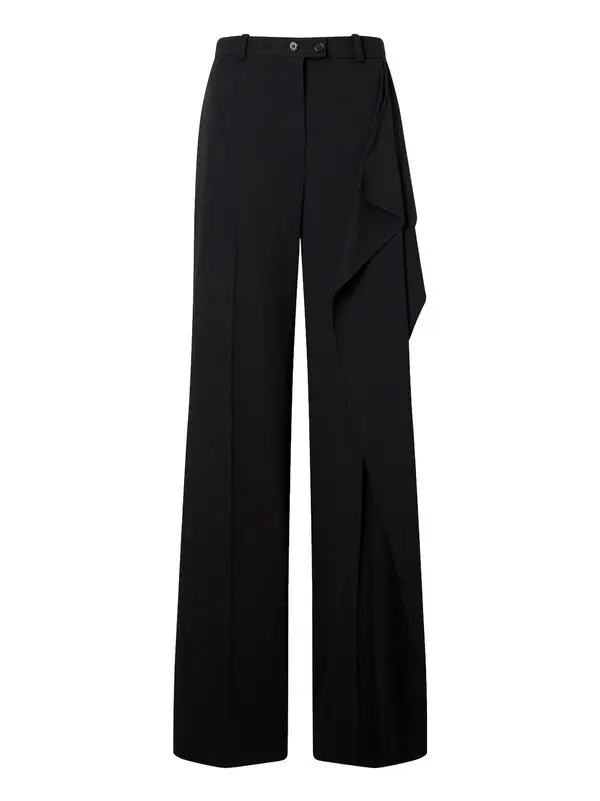 JIL SANDER Draped Wool-sablé Wide-leg Pants - Black