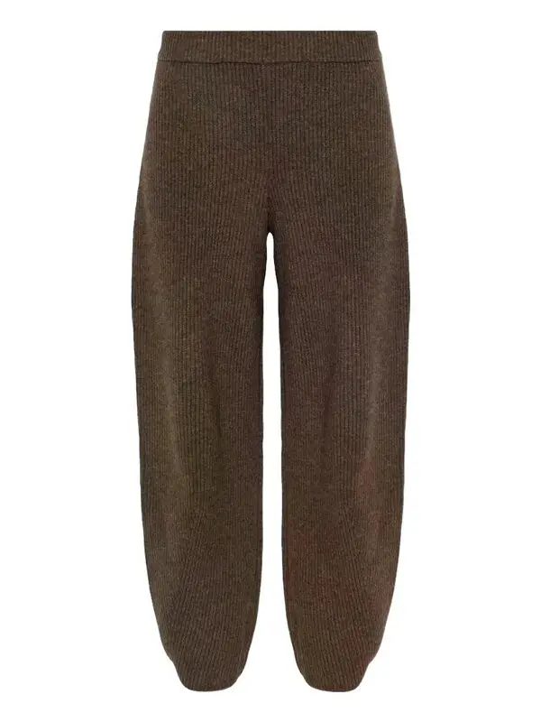 BY MALENE BIRGER Carmela Ribbed-knit Trousers - Brown