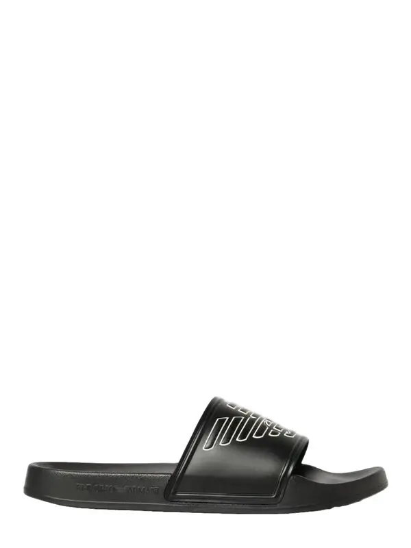 Emporio Armani Logo-embossed Slides - Black