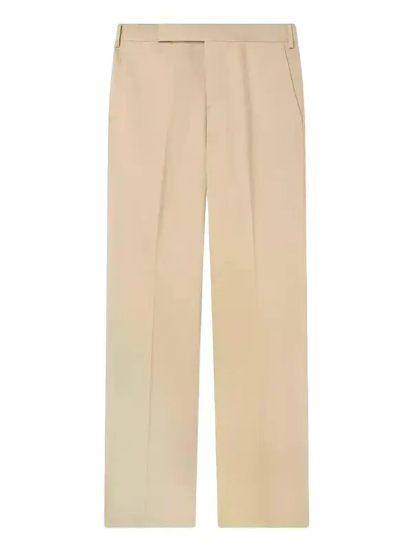 LARDINI Flat-front Twill Trousers - Neutrals