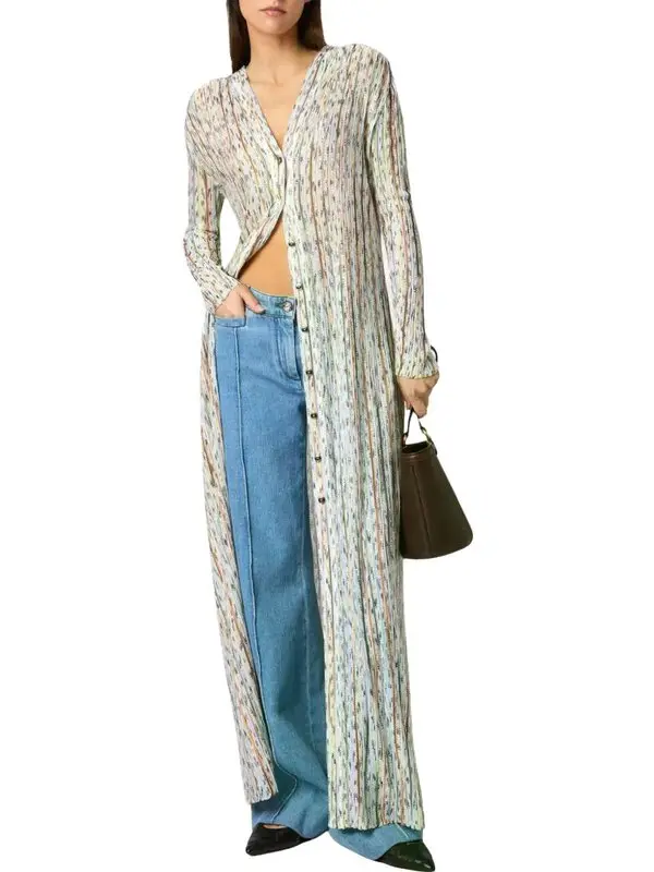 Missoni Cardigan In Ribbed Viscose Blend With Sequins - Neutrals