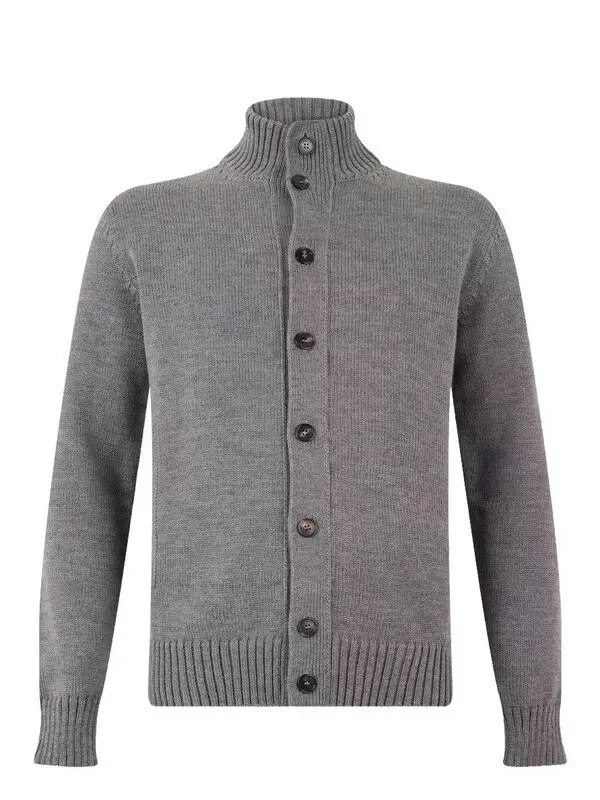 SLOWEAR Button-up Ribbed Cardigan - Grey