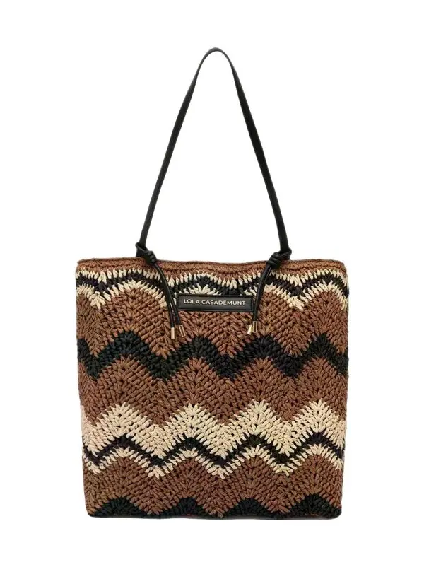 Lola Casademunt Chevron-knit Logo-patch Tote Bag - Brown