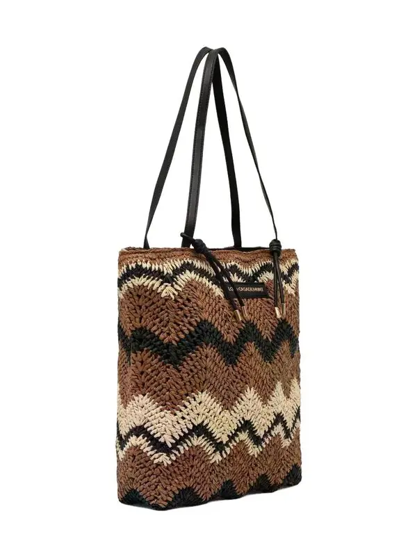 Lola Casademunt Chevron-knit Logo-patch Tote Bag - Brown