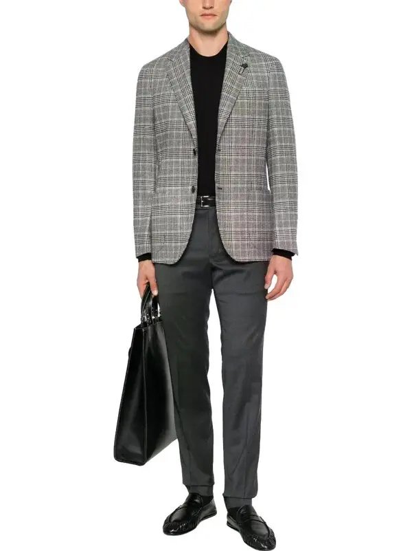 LARDINI Prince Of Wales Check Blazer - Blue