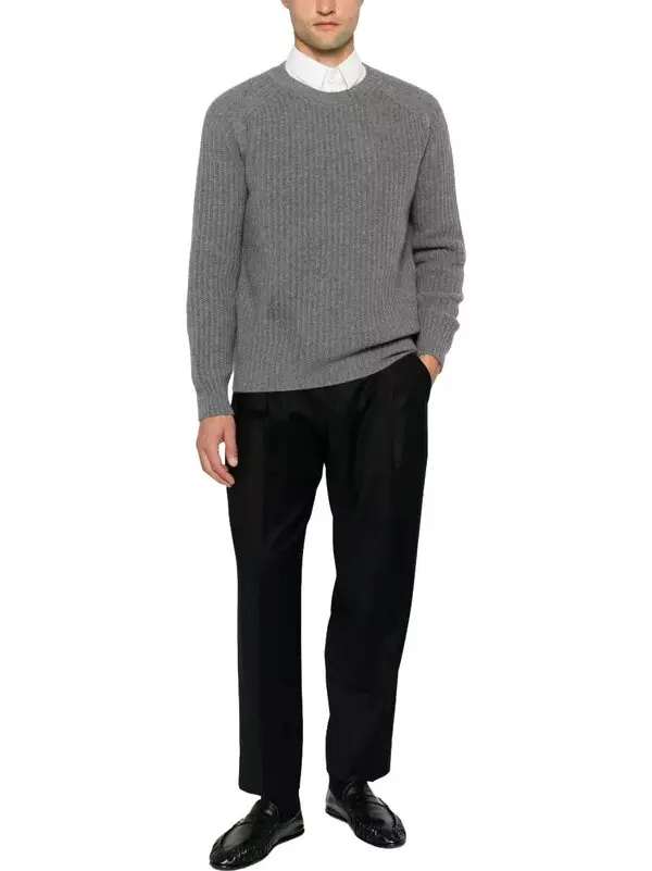 Fedeli Ribbed Raglan-sleeve Sweater - Grey