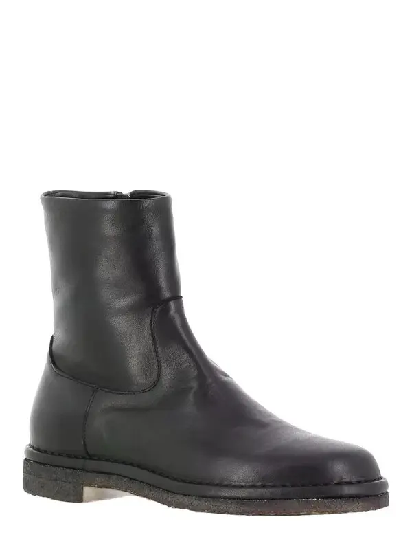 DEL CARLO Side-zip Leather Boots - Black