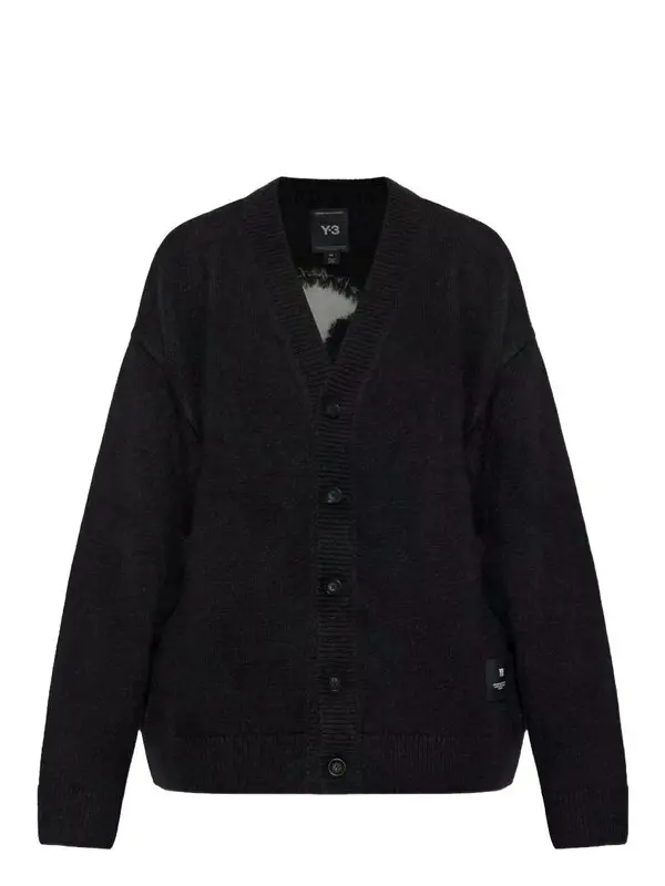 Y3 Logo-patch Graphic Skull-motif Cardigan - Black