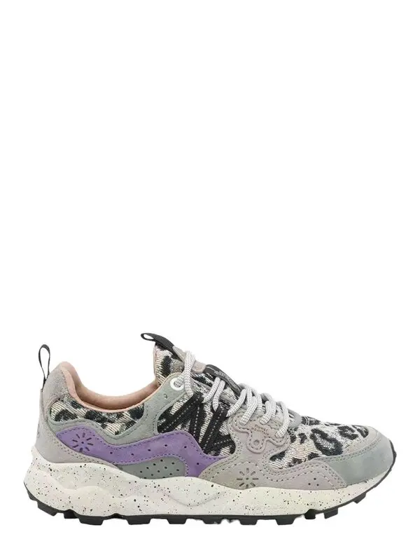 FLOWER MOUNTAIN Leopard-print Low-top Sneakers - Grey