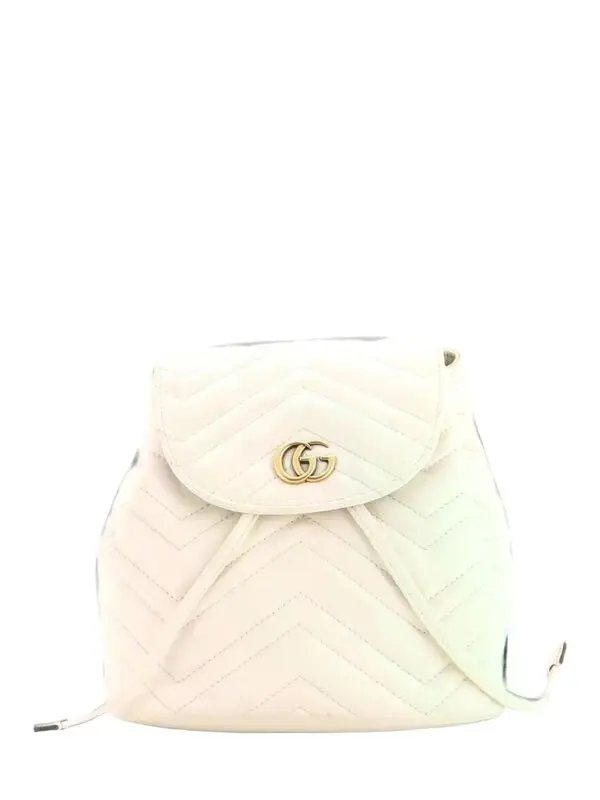 Gucci Gg Marmont Drawstring Matelasse Leather Mini Backpack - Neutrals
