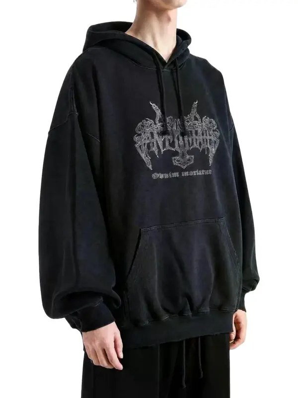 Vetements Antihate Graphic-print Drawstring Hoodie - Black