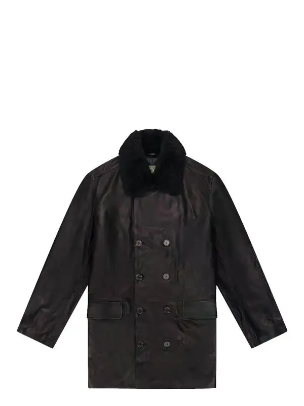 DENIM TEARS Oakland Wreath Leather Coat - Black