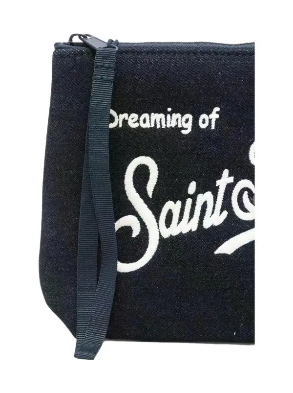 MC2 SAINT BARTH Aline Logo-embroidered Denim Clutch Bag - Blue