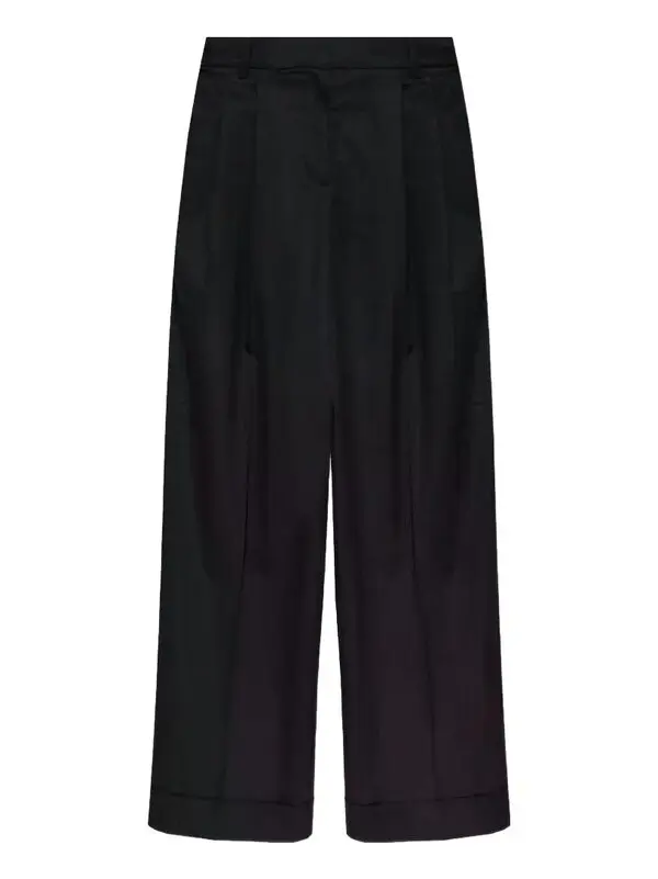 GANNI Pleated Wide-leg Trousers - Black
