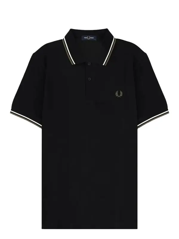 Fred Perry Laurel Wreath-embroidered Striped-trim Polo Shirt - Black
