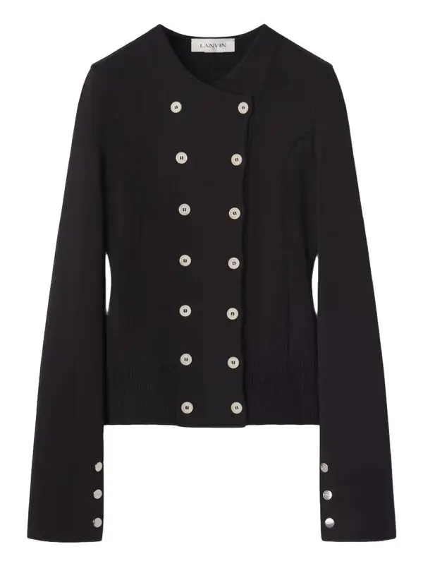LANVIN Double-breasted Ribbed-trim Jacket - Black