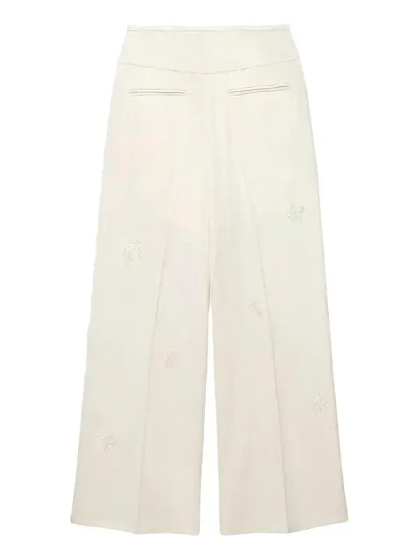 Shanghai Tang Button-fastening Palazzo Pants - White
