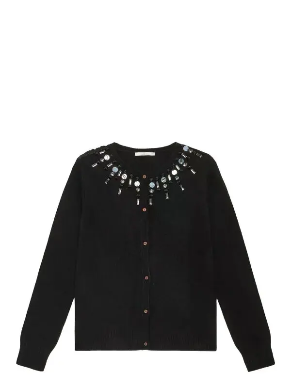 Malìparmi Embroidered-neck Cardigan - Black