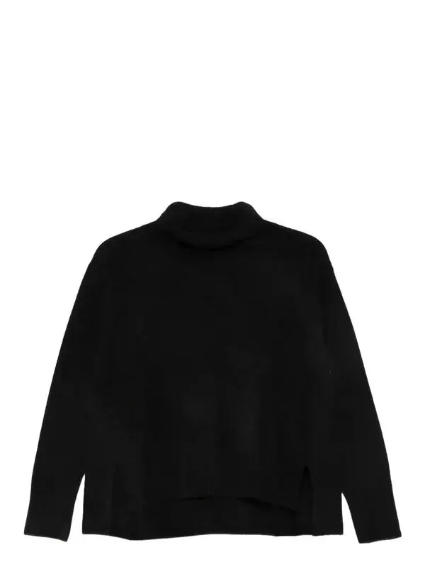 C.T.PLAGE High-neck Side-slit Sweater - Black
