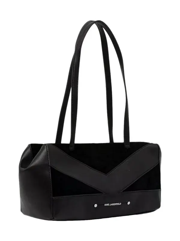 Karl Lagerfeld Suede-panel Leather Shoulder Bag - Black